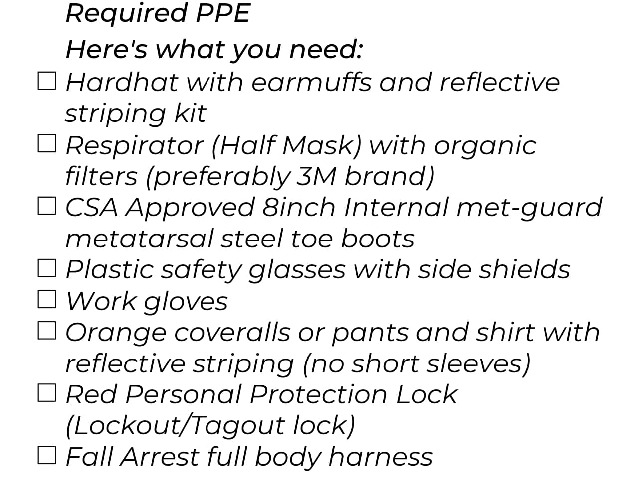 Required PPE | NATT Safety Services